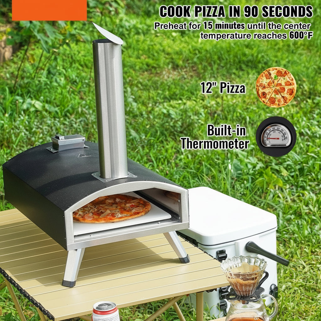 12Outdoor Pizza Oven Portable Wood Pellet Pizza Oven Iron Spray Campin ...